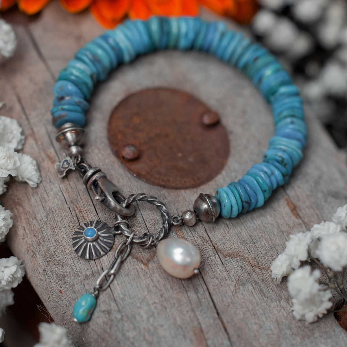Treasure of the Sea and Sky Bracelet in Turquoise – herndon forge