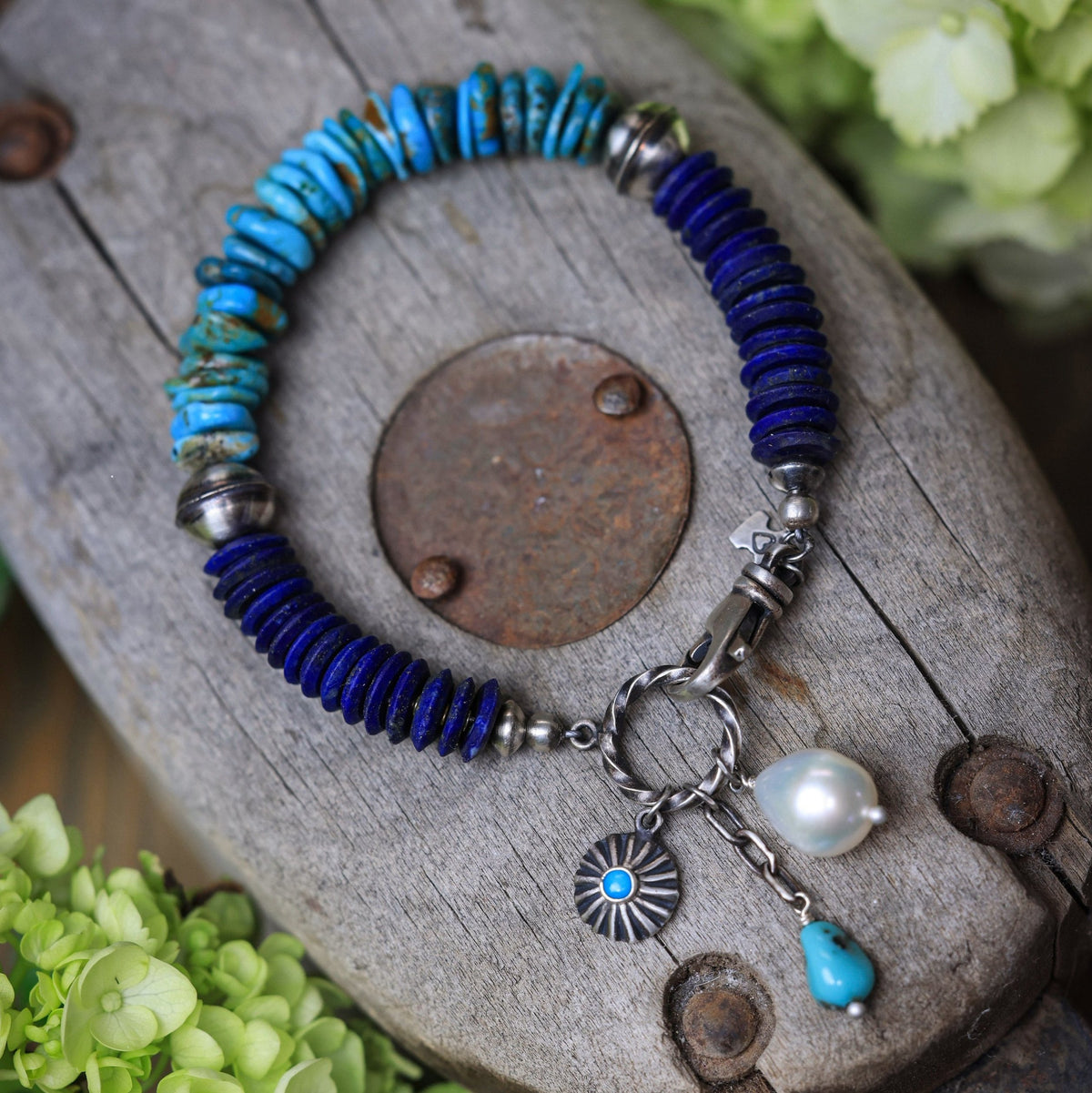 Lapis & Turquoise Treasure of the Sea and Sky Bracelet – herndon forge